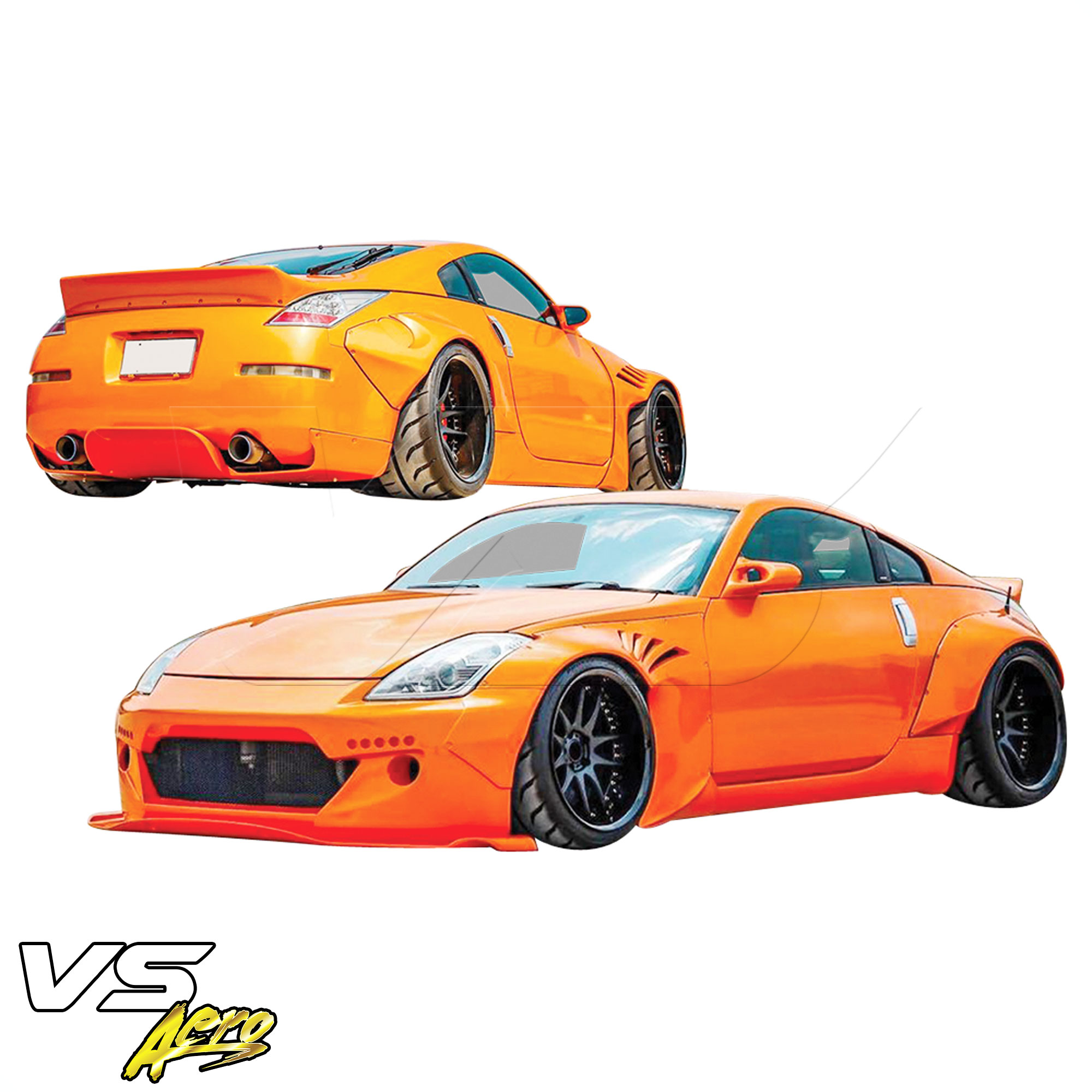 VSaero FRP TKYO Wide Body Kit w Wing 10pc Z33 for 350Z Nissan 03-08 ...